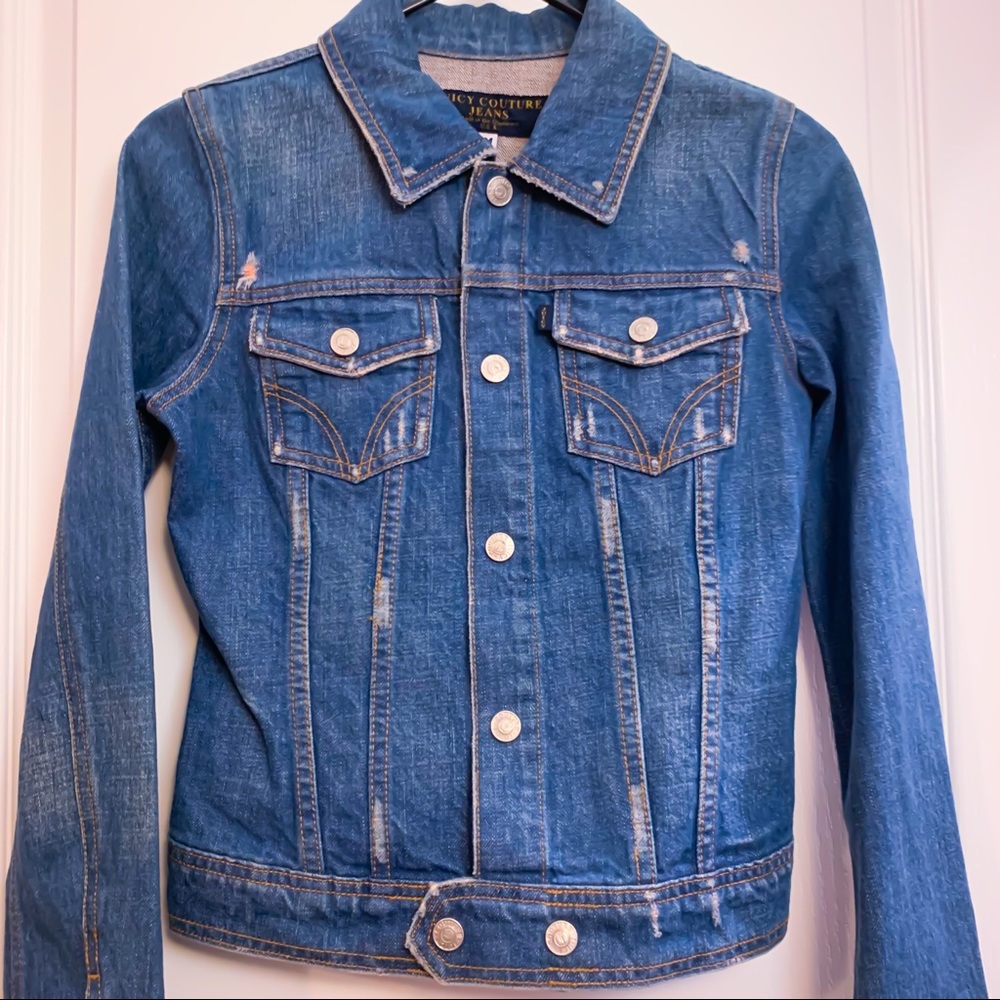 Brand New! Juicy Couture Distressed Denim Jean Jacket - Gem